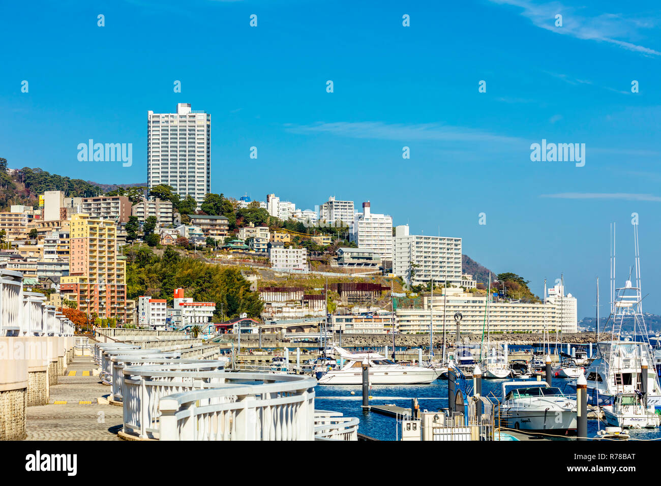 Atami, Shizuoka / Japan - December 1 2018: Aerial cityscape view of ...