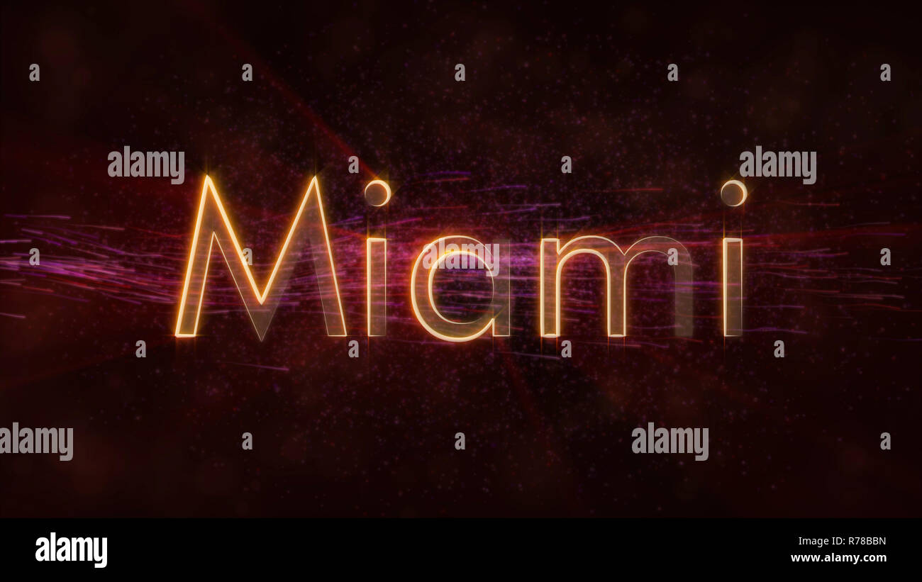 Miami - United States city name text animation - Shiny rays looping on ...