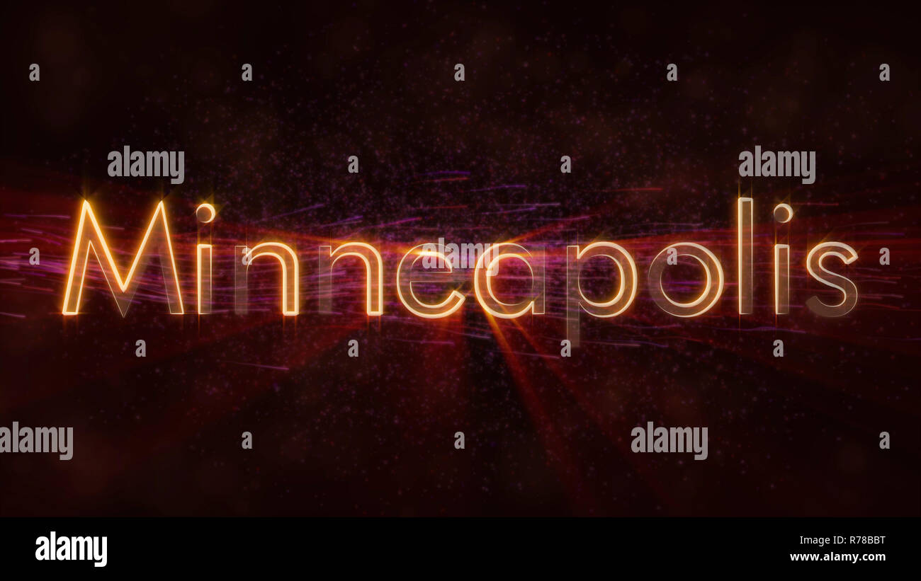 Minneapolis - United States city name text animation - Shiny rays ...