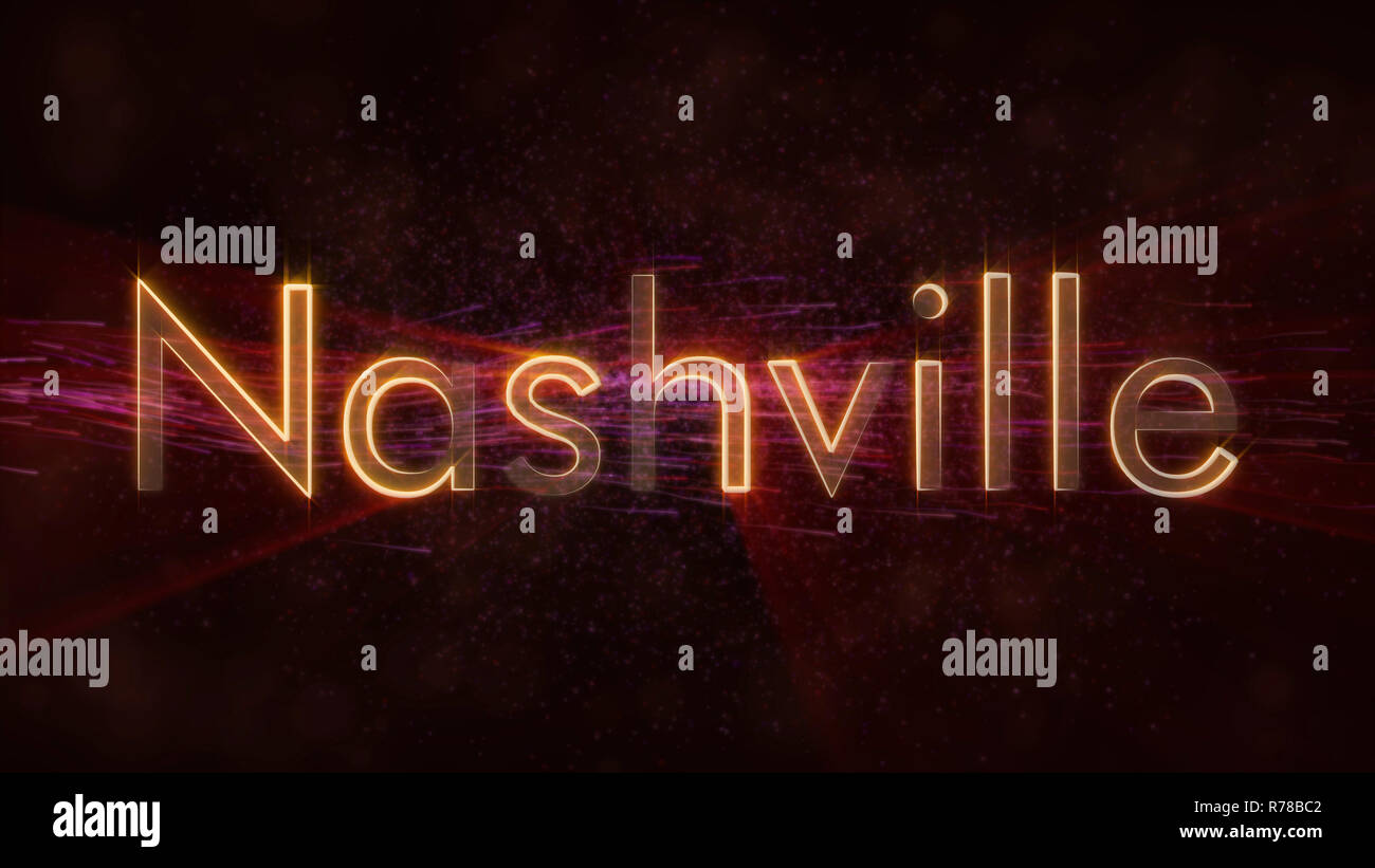 Nashville - United States city name text animation - Shiny rays looping ...