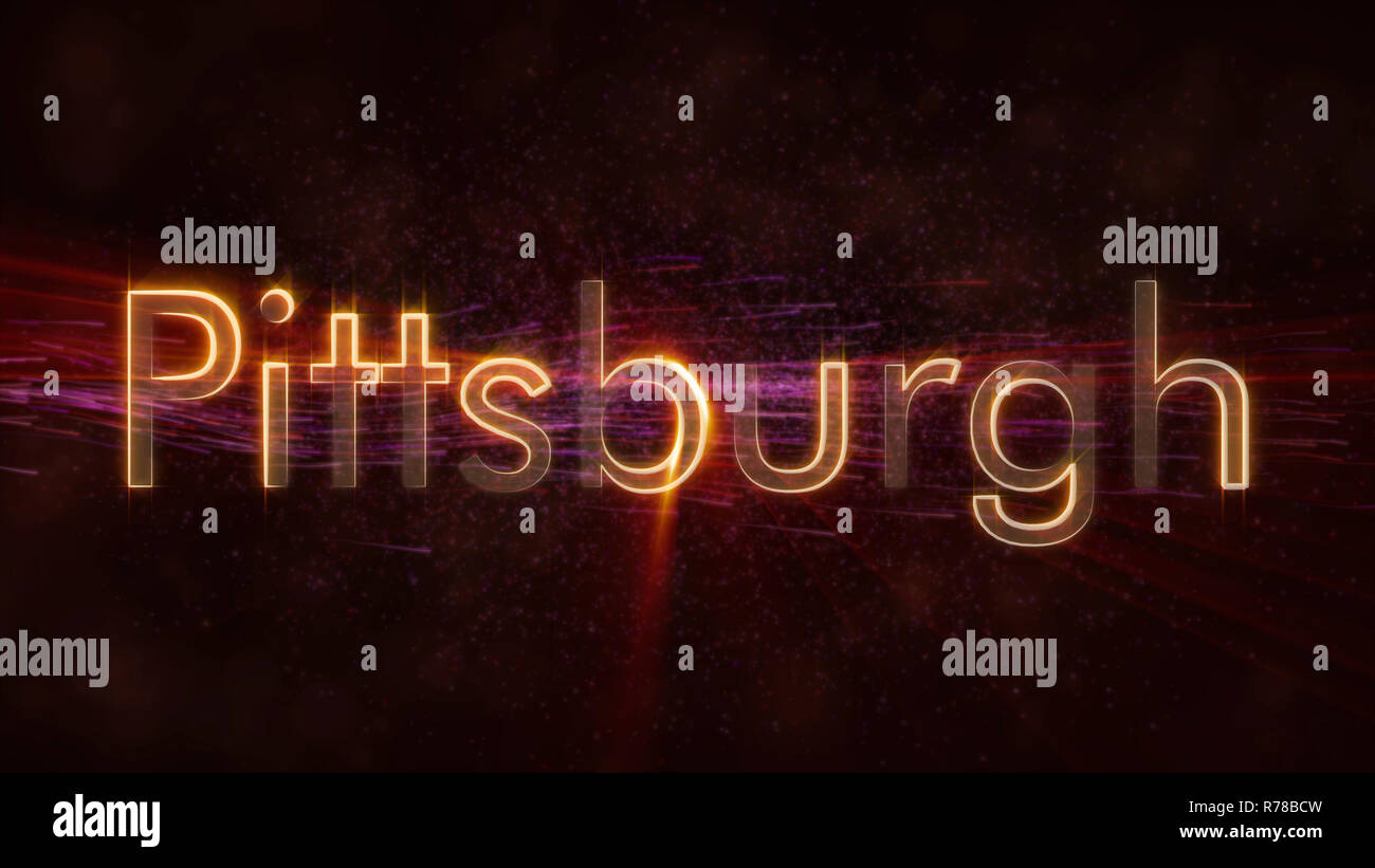 Pittsburgh - United States city name text animation - Shiny rays ...