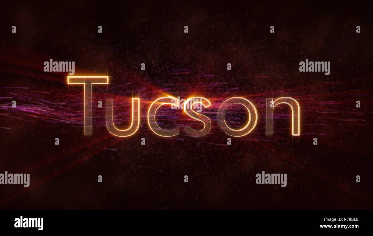 Tucson - United States city name text animation - Shiny rays looping on ...