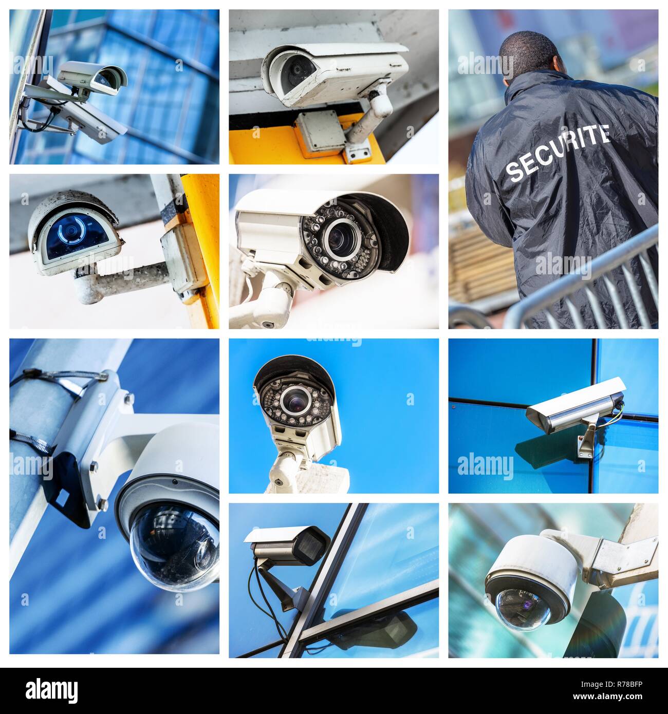 collage of security camera and urban video Stock Photo - Alamy
