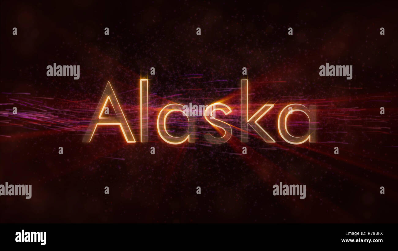 Alaska - United States state name text animation - Shiny rays looping ...