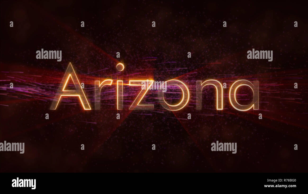Arizona - United States state name text animation - Shiny rays looping ...