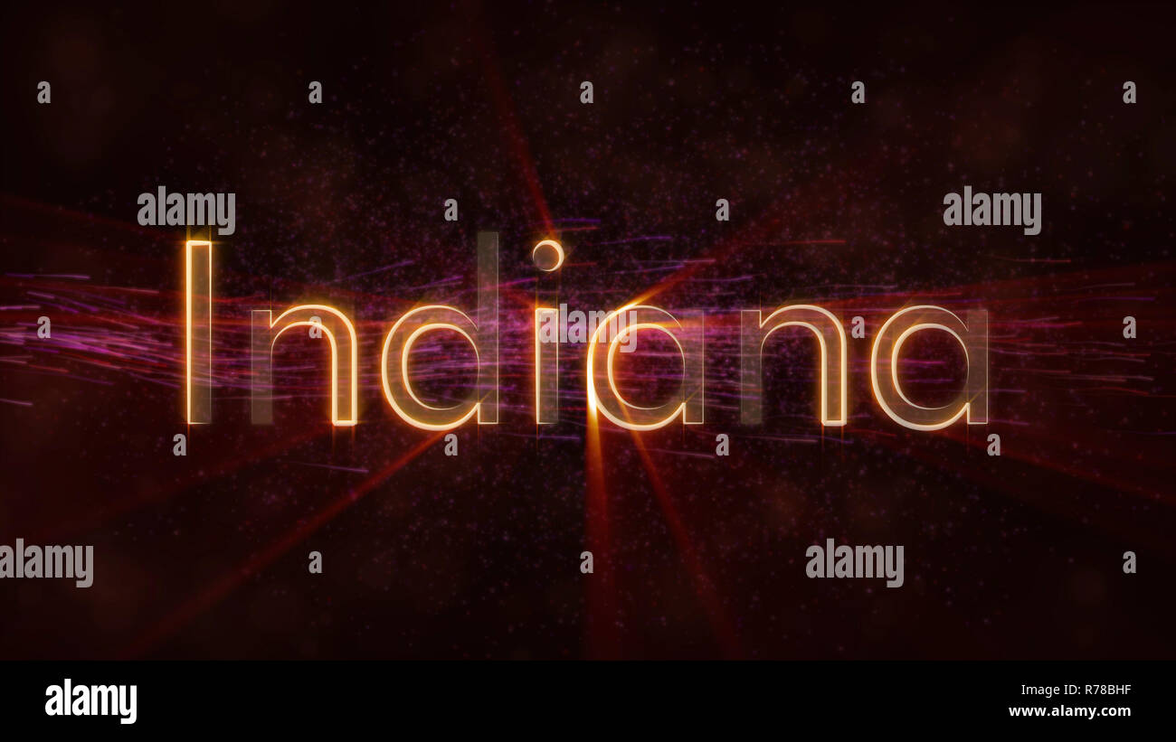 Indiana - United States state name text animation - Shiny rays looping ...