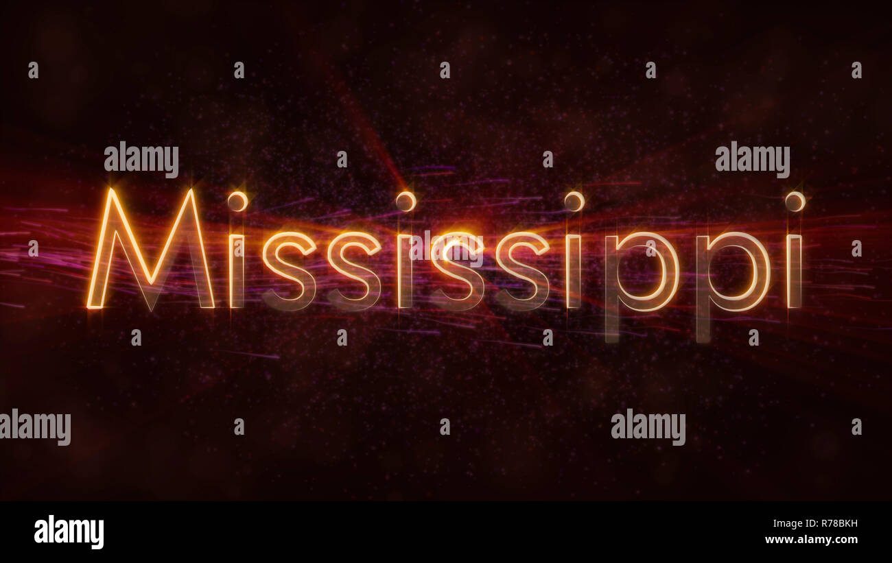 Mississippi - United States state name text animation - Shiny rays ...