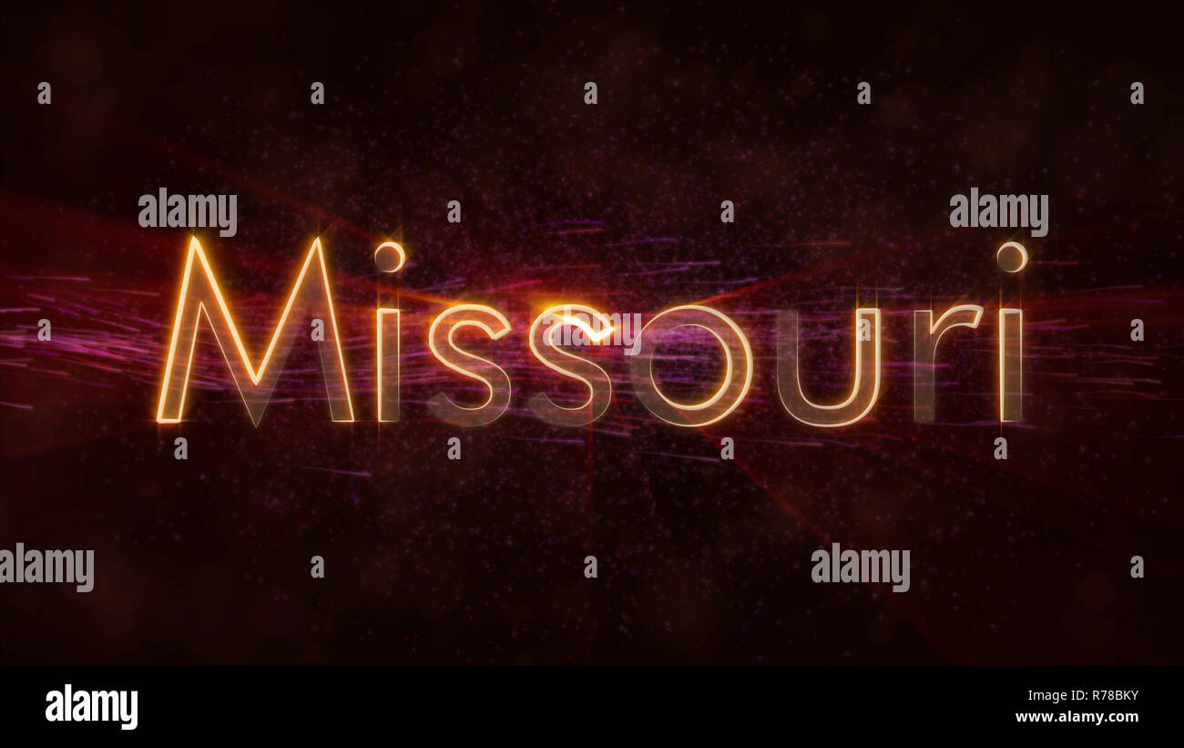 Missouri - United States state name text animation - Shiny rays looping ...
