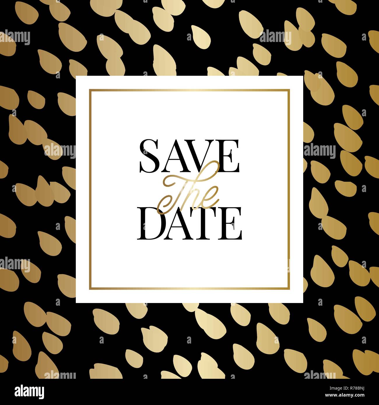 Save the Date template with hand drawn rain drop shapes and sample text ...