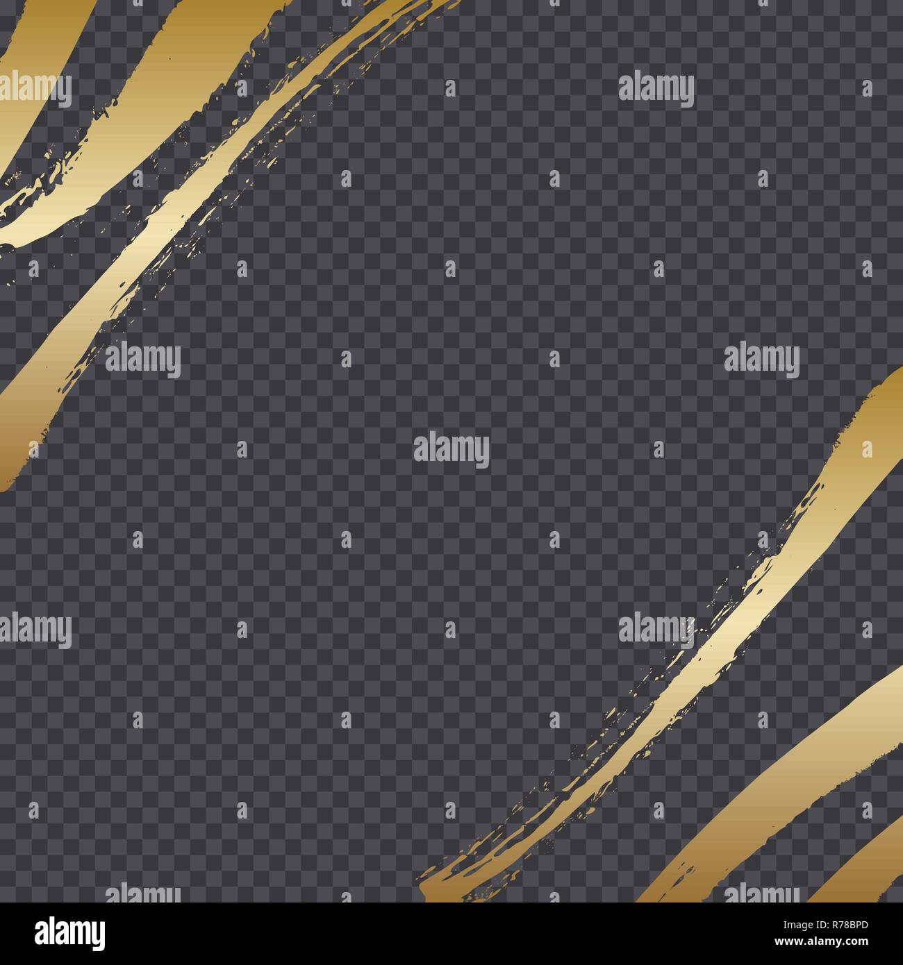 Hand drawn golden brush strokes isolated on transparency background ...