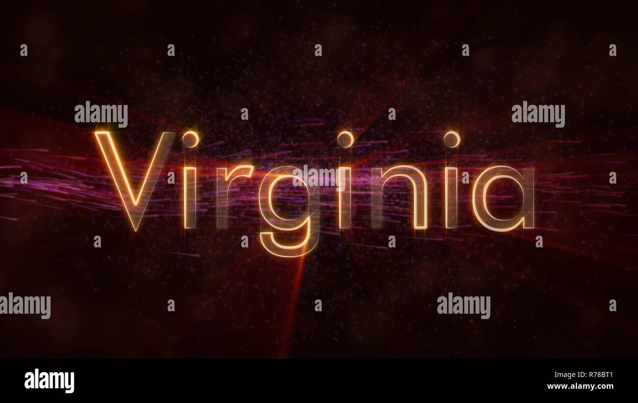 Virginia - United States state name text animation - Shiny rays looping ...