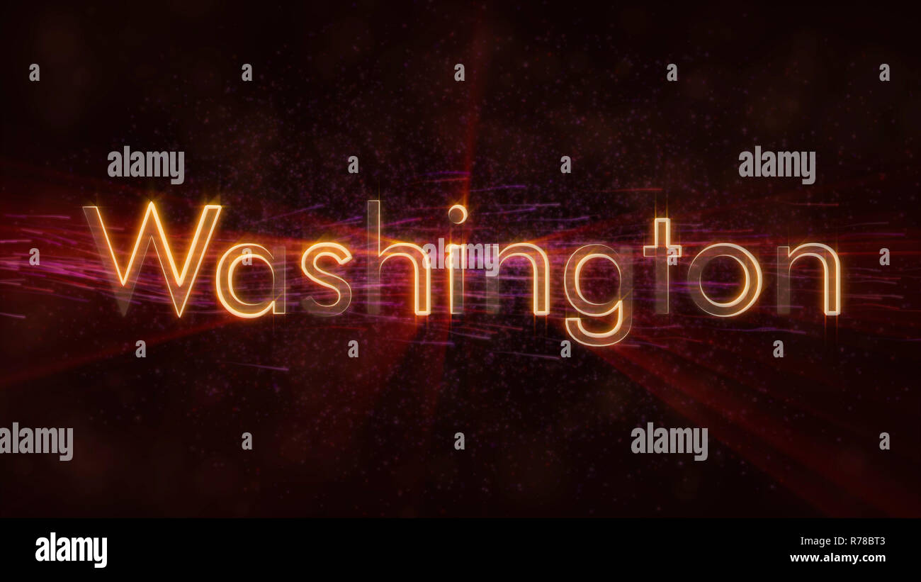 Washington - United States state name text animation - Shiny rays ...