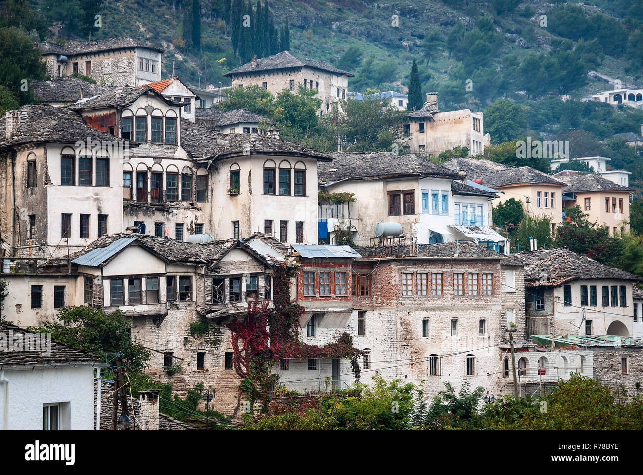 Gjirokaster town balkan ottoman architecture view in southern albania ...