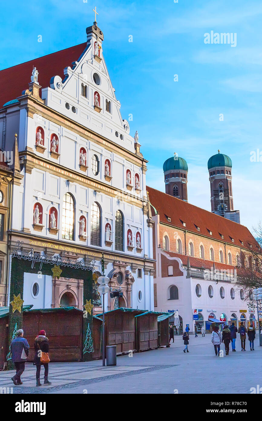 Munich, Germany - December 26, 2016: Neuhauser street view in downtown ...