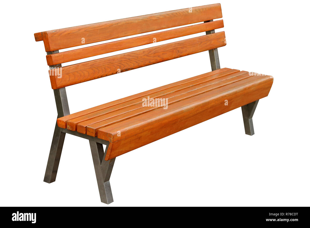 Brown wooden bench isolated on white background Stock Photo - Alamy
