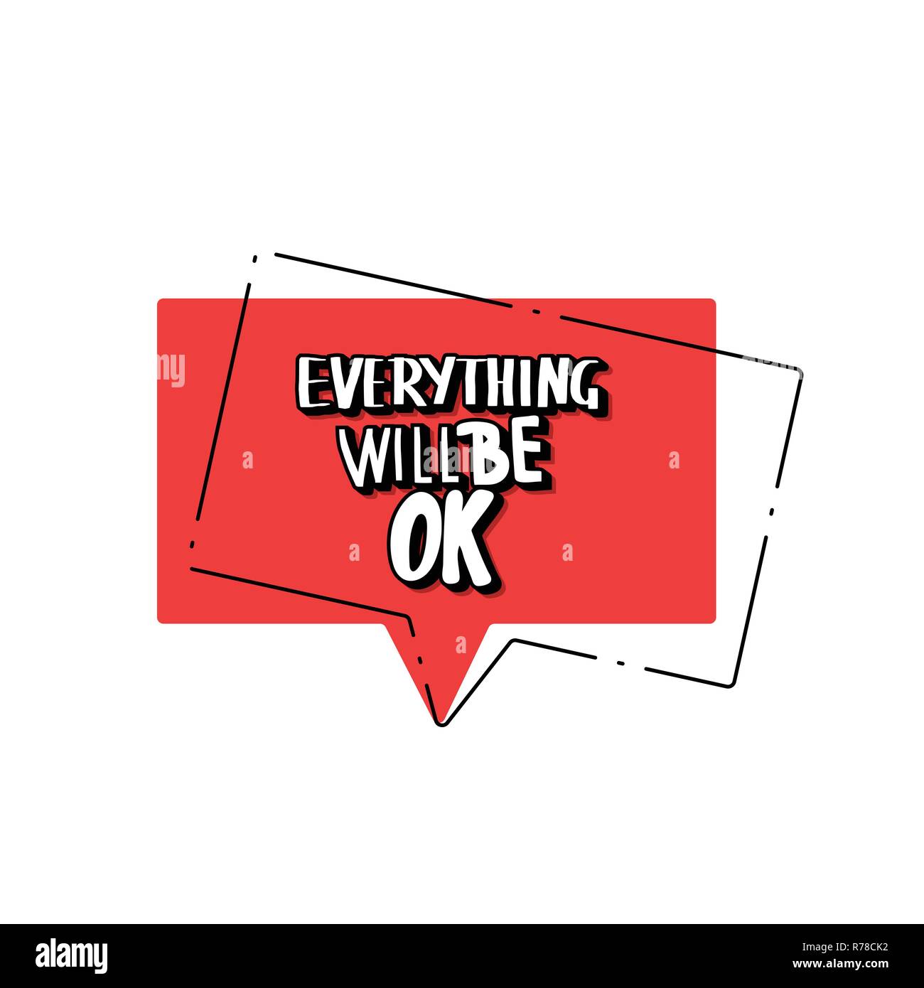 Everything will be ok handwritten lettering with speech bubble badge ...