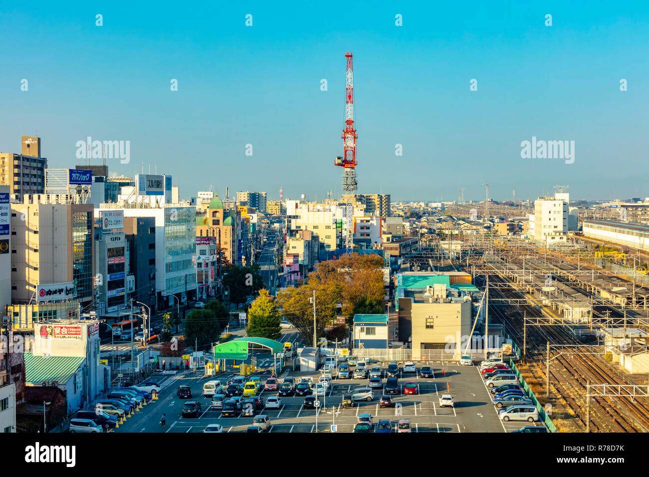 Mishima, Shizuoka / Japan - December 1 2018: Mishima city centre dense ...