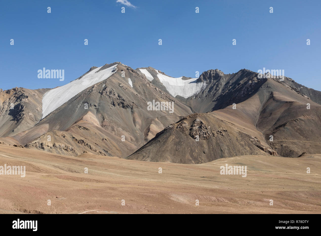 Desert landscape in the Ak-Baital Pass area in the Pamir Mountains in ...