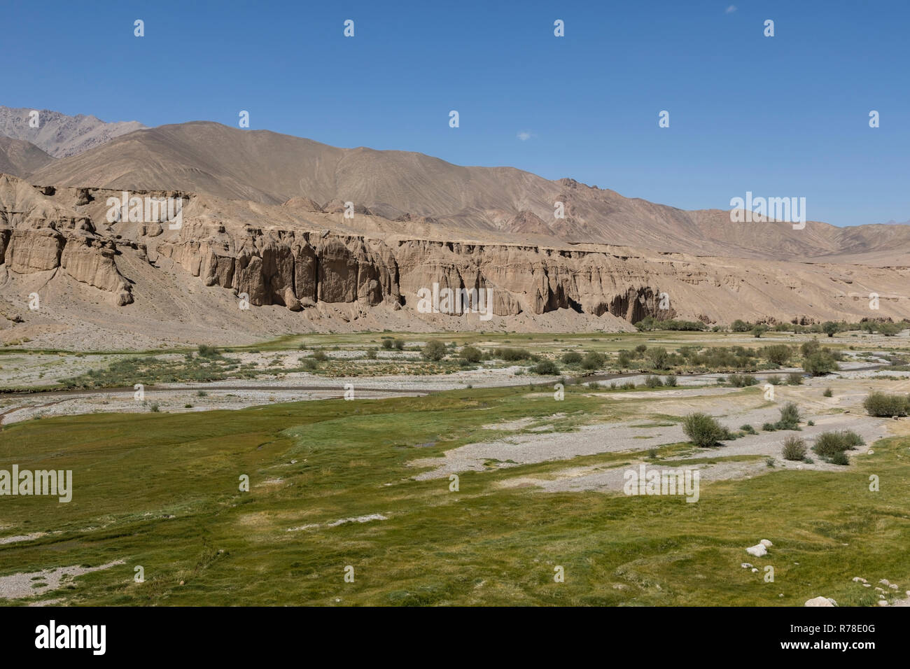 Landscape in the Pamir mountains in the area of Murghab in Tajikistan ...