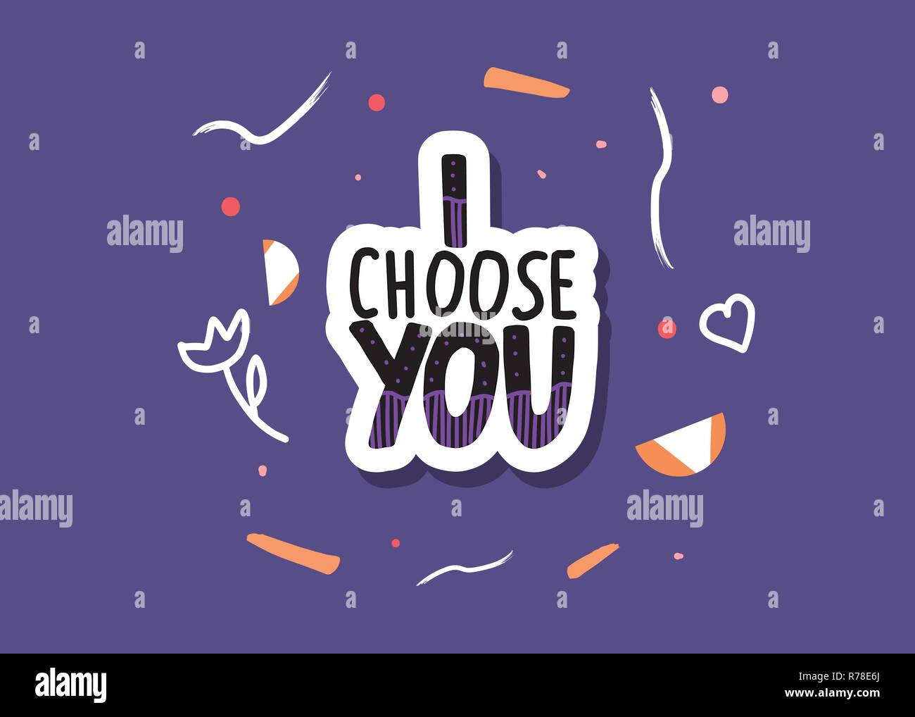 I choose you handwritten sticker lettering with decoration. Poster ...