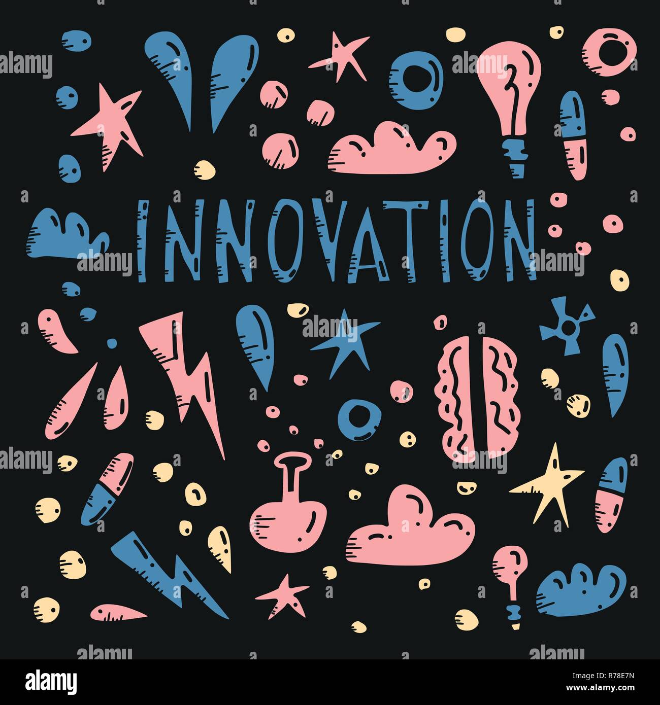 Innovation concept in doodle style. Vector symbols illustration Stock ...
