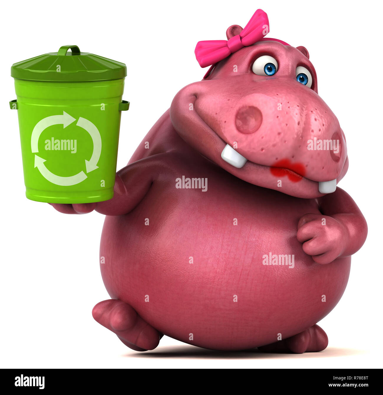 Pink Hippo - 3D Illustration Stock Photo - Alamy