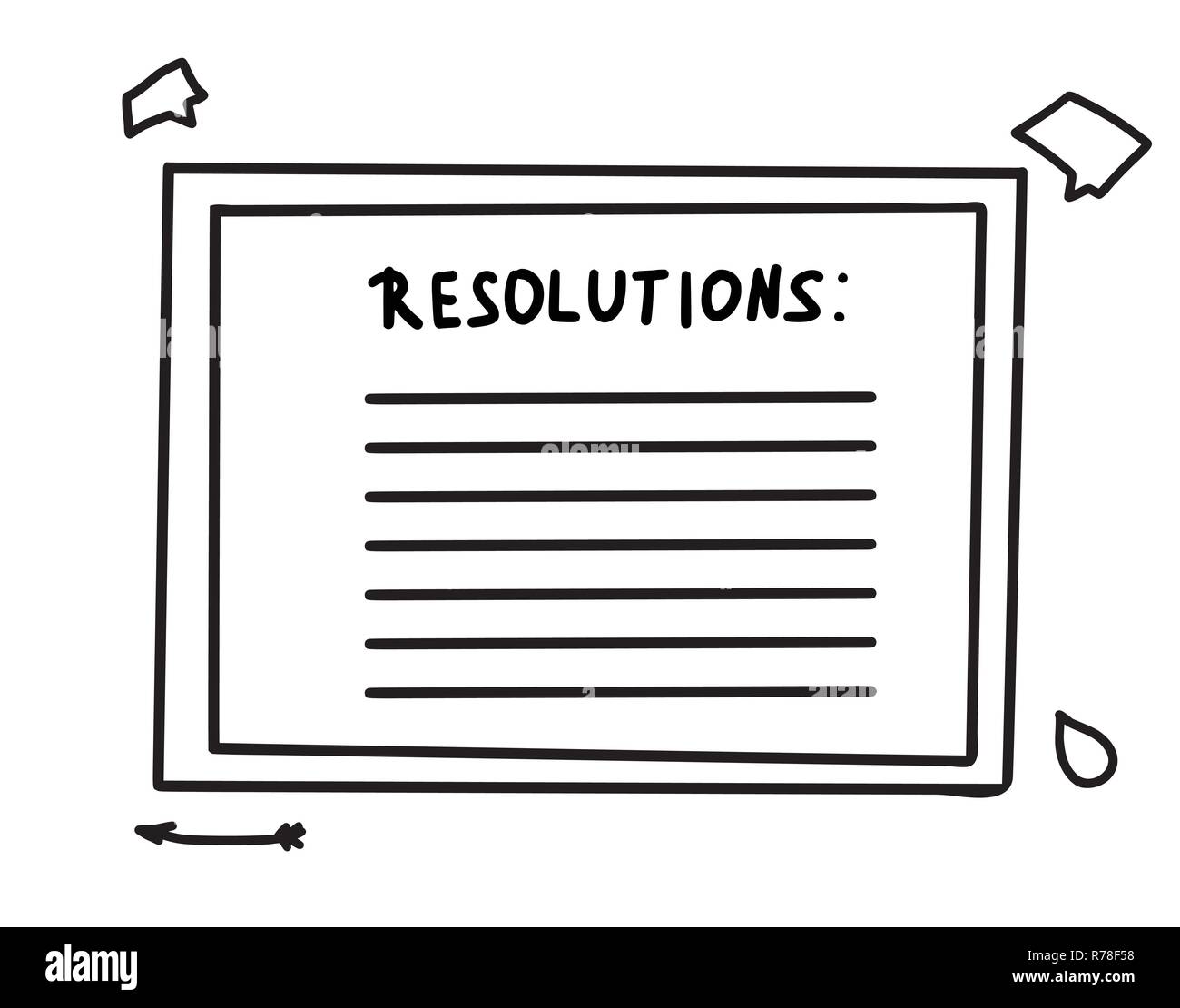 Resolutions template. Blank for goals with decoration in doodle style ...