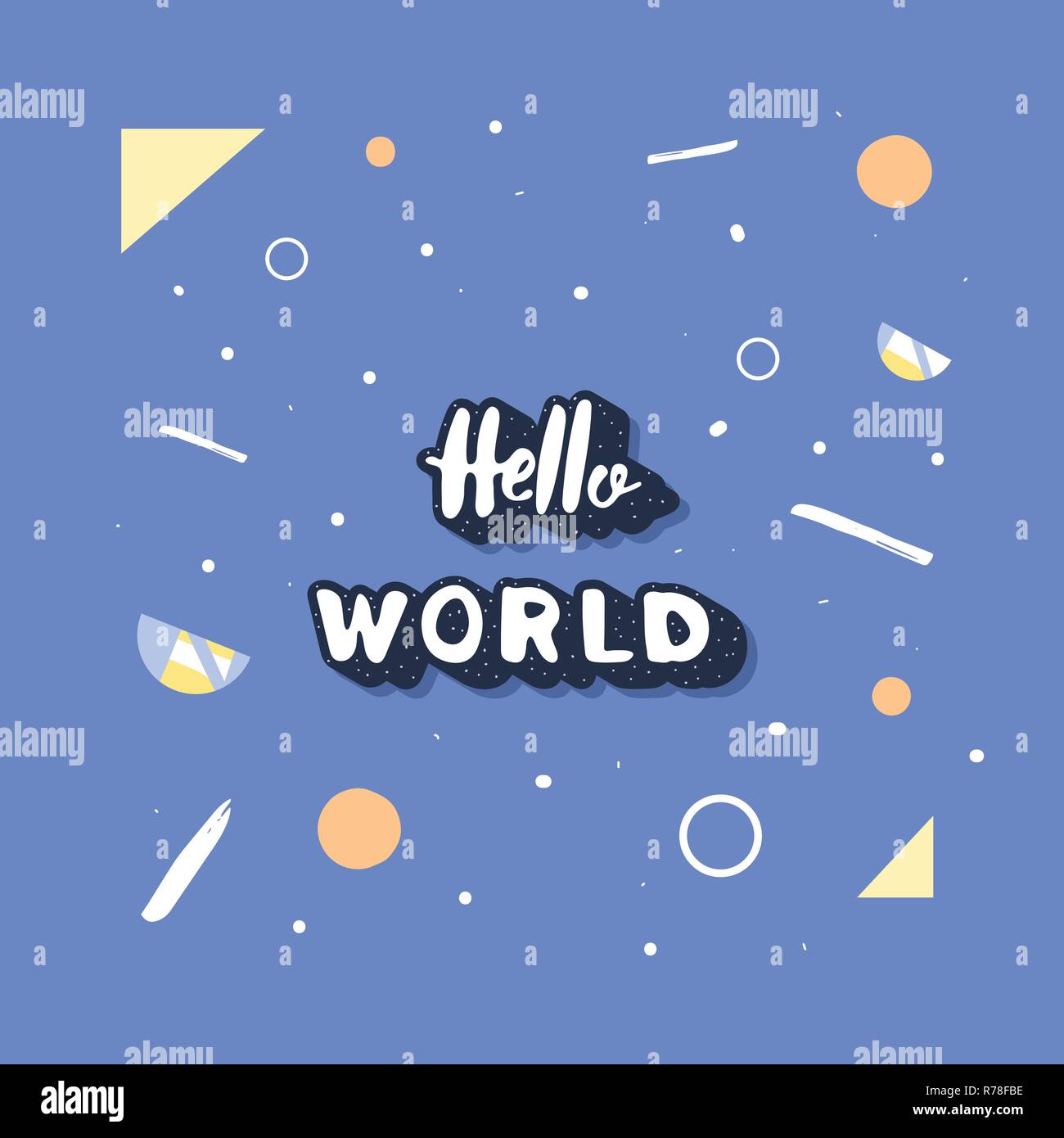 Vector quote of Hello Word with decoration. Handwritten lettering Stock ...