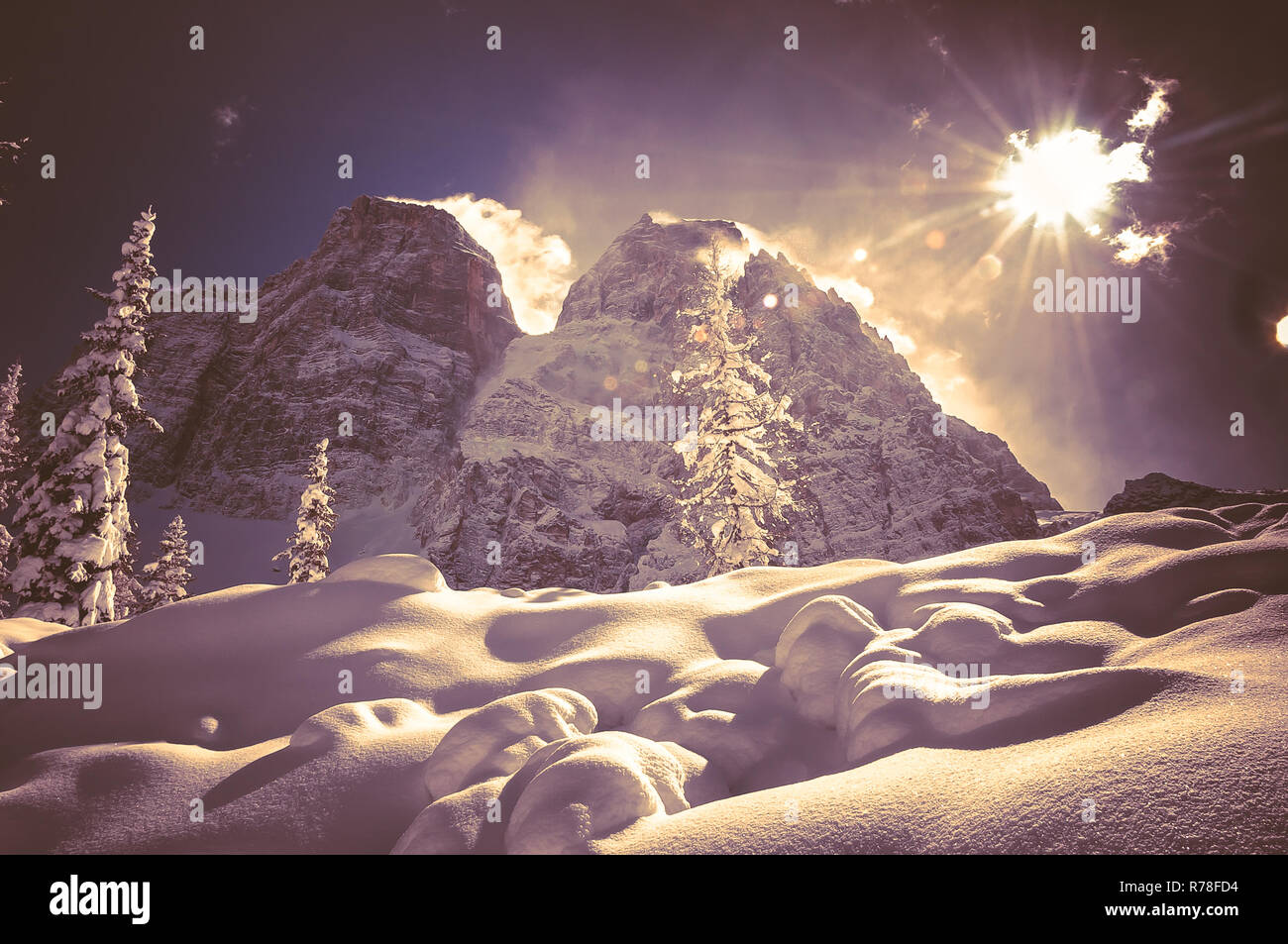 Winter view of Mount Pelmo northern side with awesome light, Dolomites ...
