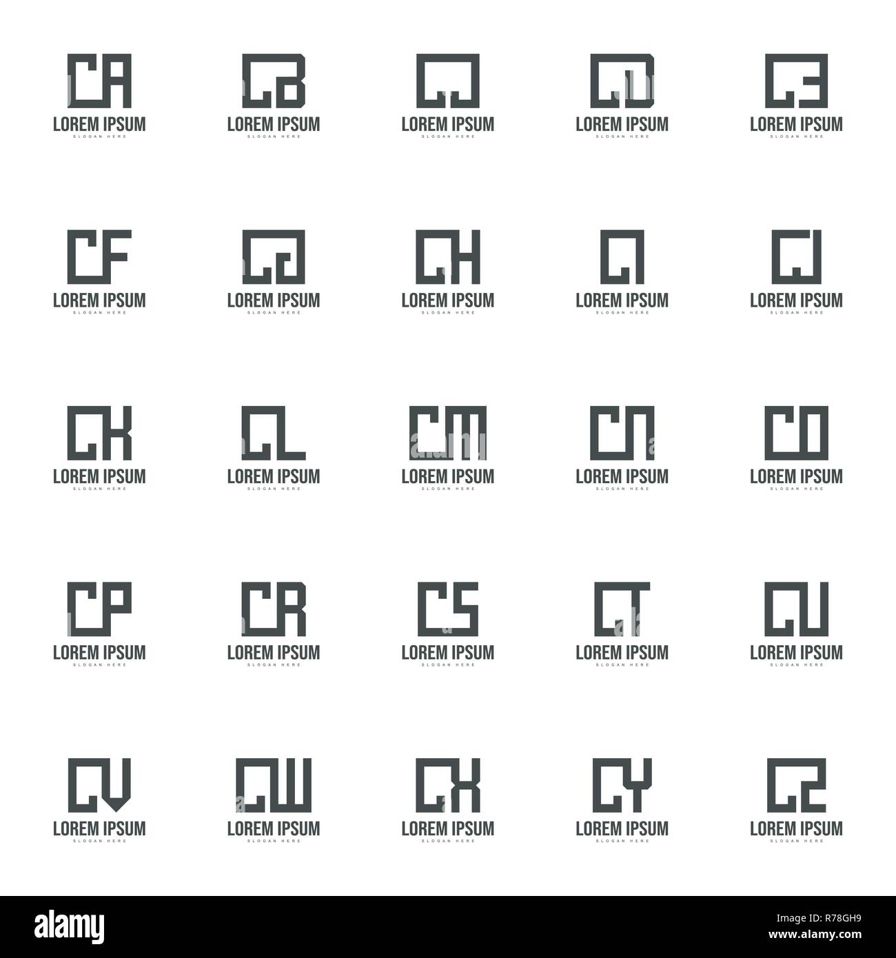 Set of letter logo template. Minimal letter logo template design Stock ...