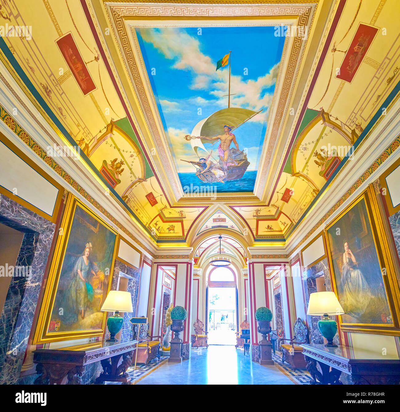 NAXXAR, MALTA - JUNE 14, 2018: The beautiful interior of entrance hall ...