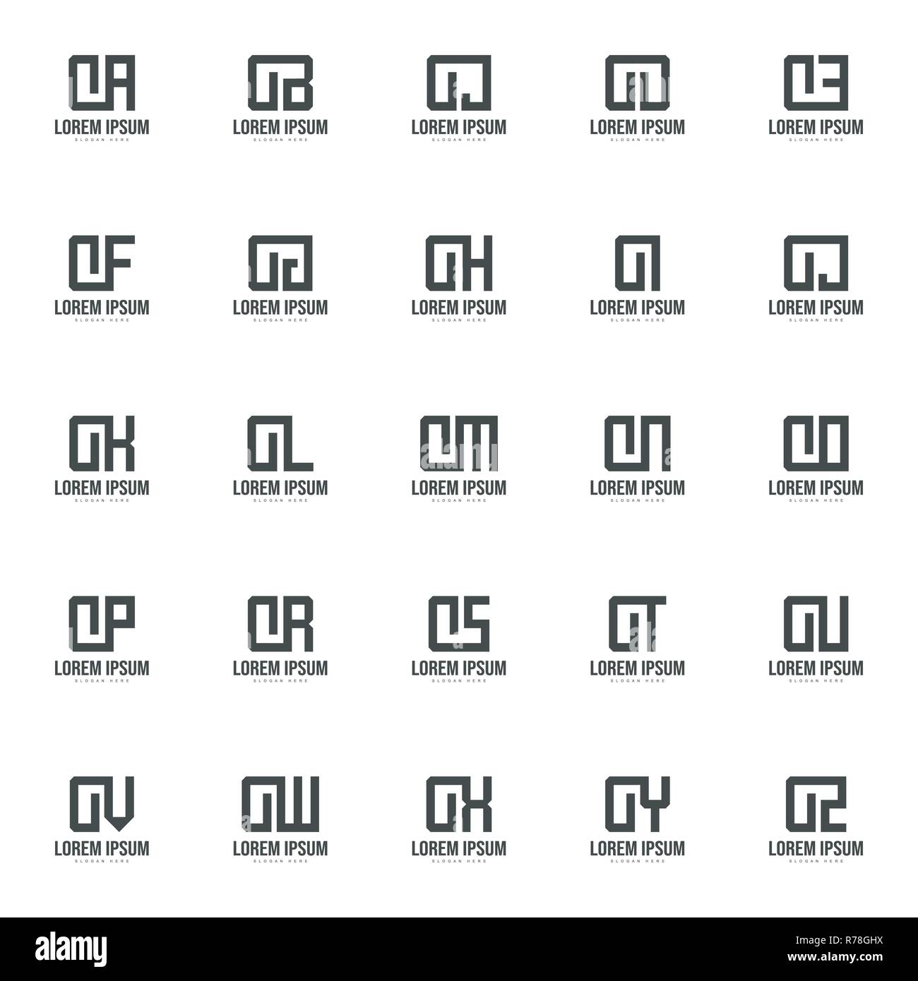 Set of letter logo template. Minimal letter logo template design Stock ...