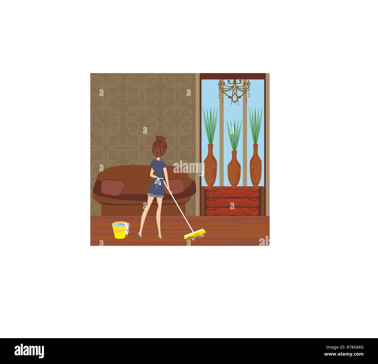 Maid cleans the room Stock Vector Image & Art - Alamy