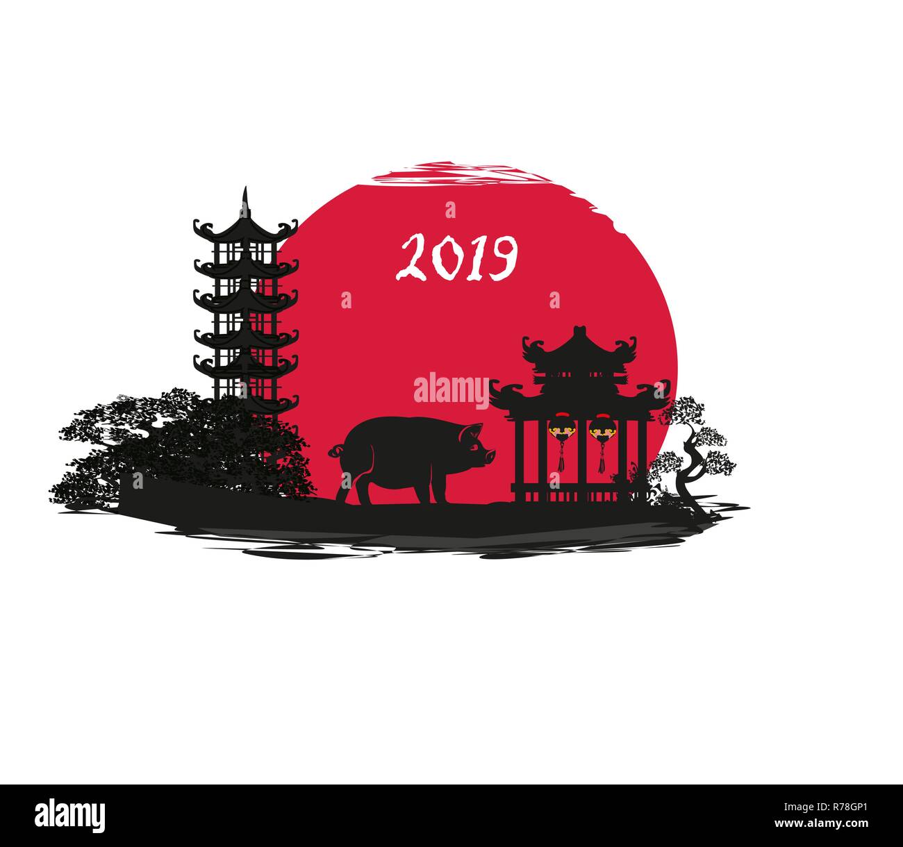 Chinese zodiac the year of Pig Stock Vector Image & Art - Alamy