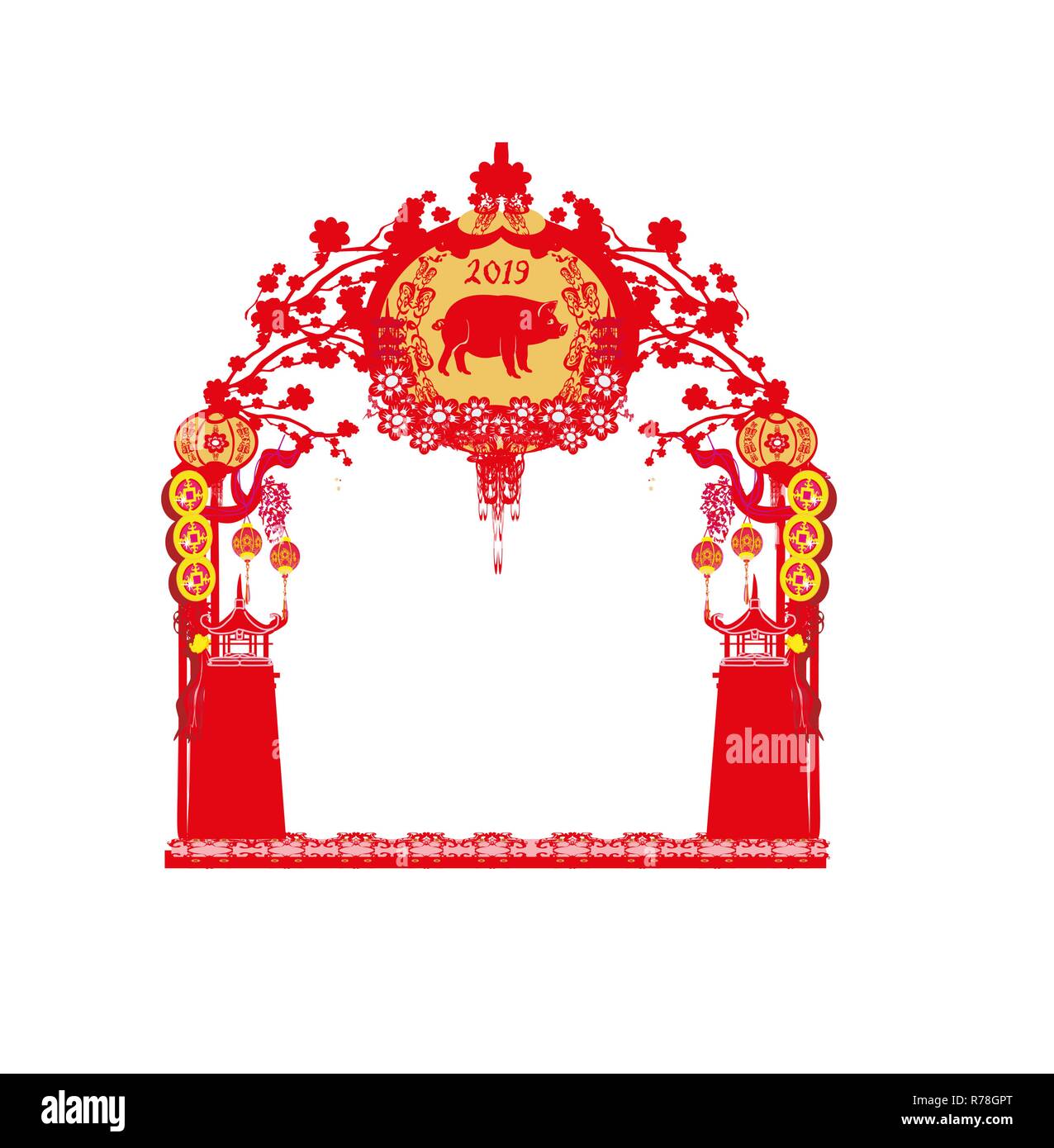 Chinese zodiac the year of Pig - frame Stock Vector Image & Art - Alamy