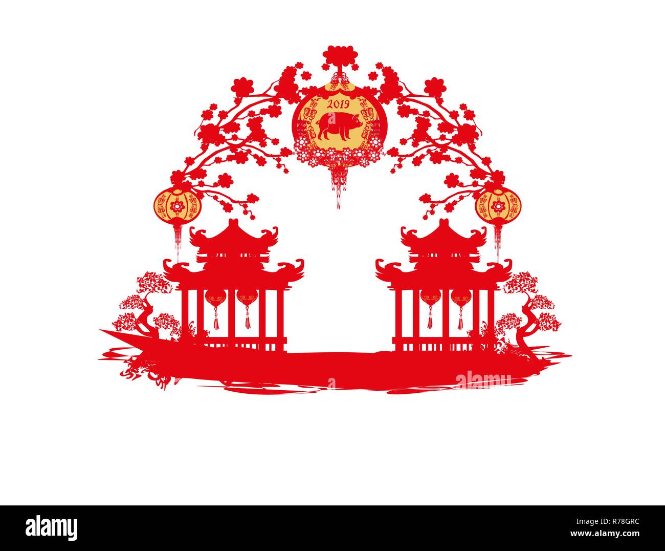 Chinese zodiac the year of Pig - frame Stock Vector Image & Art - Alamy