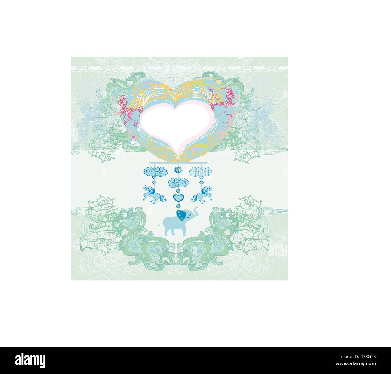 Baby Carousel with elephants, unicorns and clouds Stock Vector Image ...