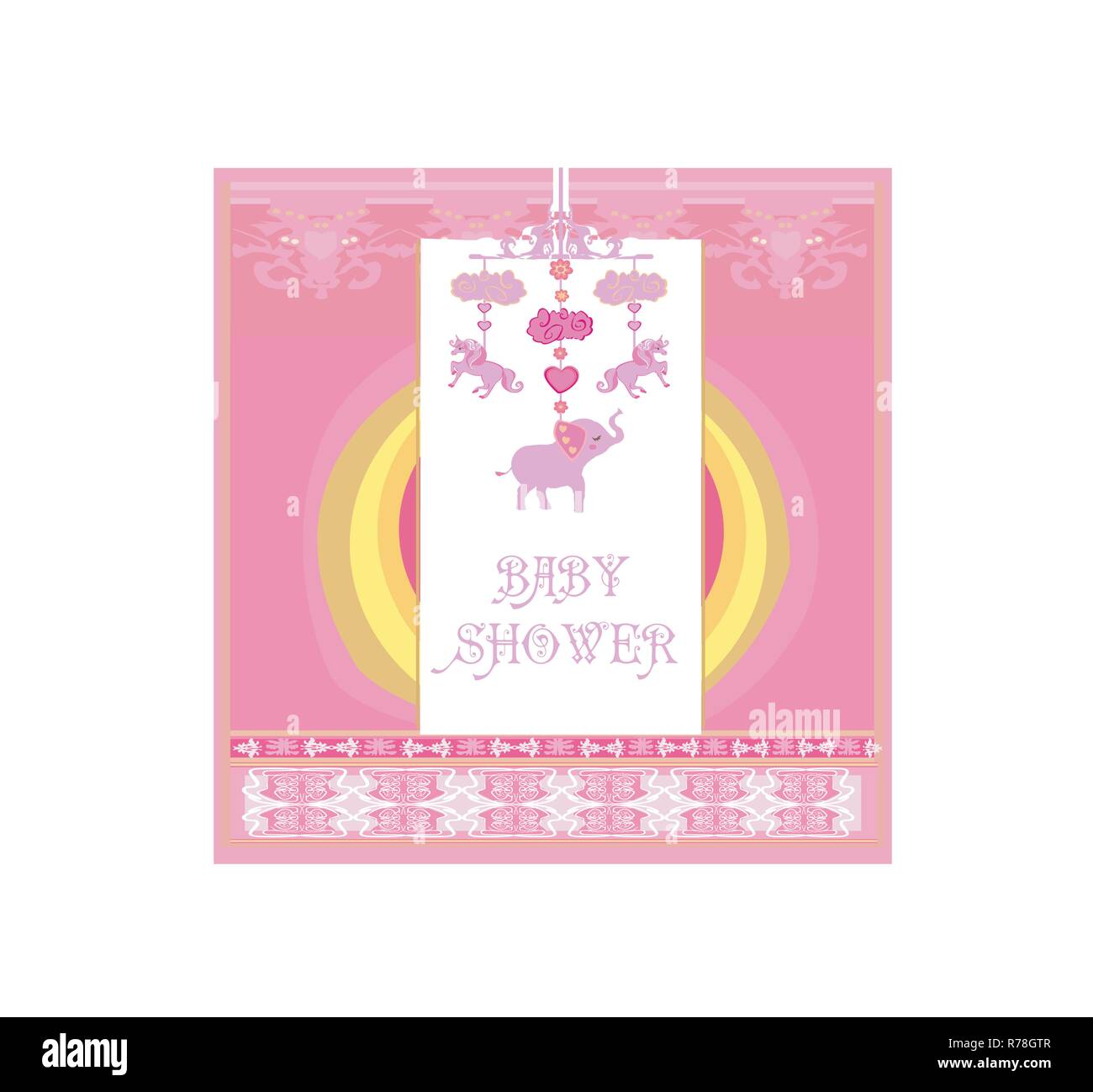 Baby Carousel with elephants, unicorns and clouds Stock Vector Image ...