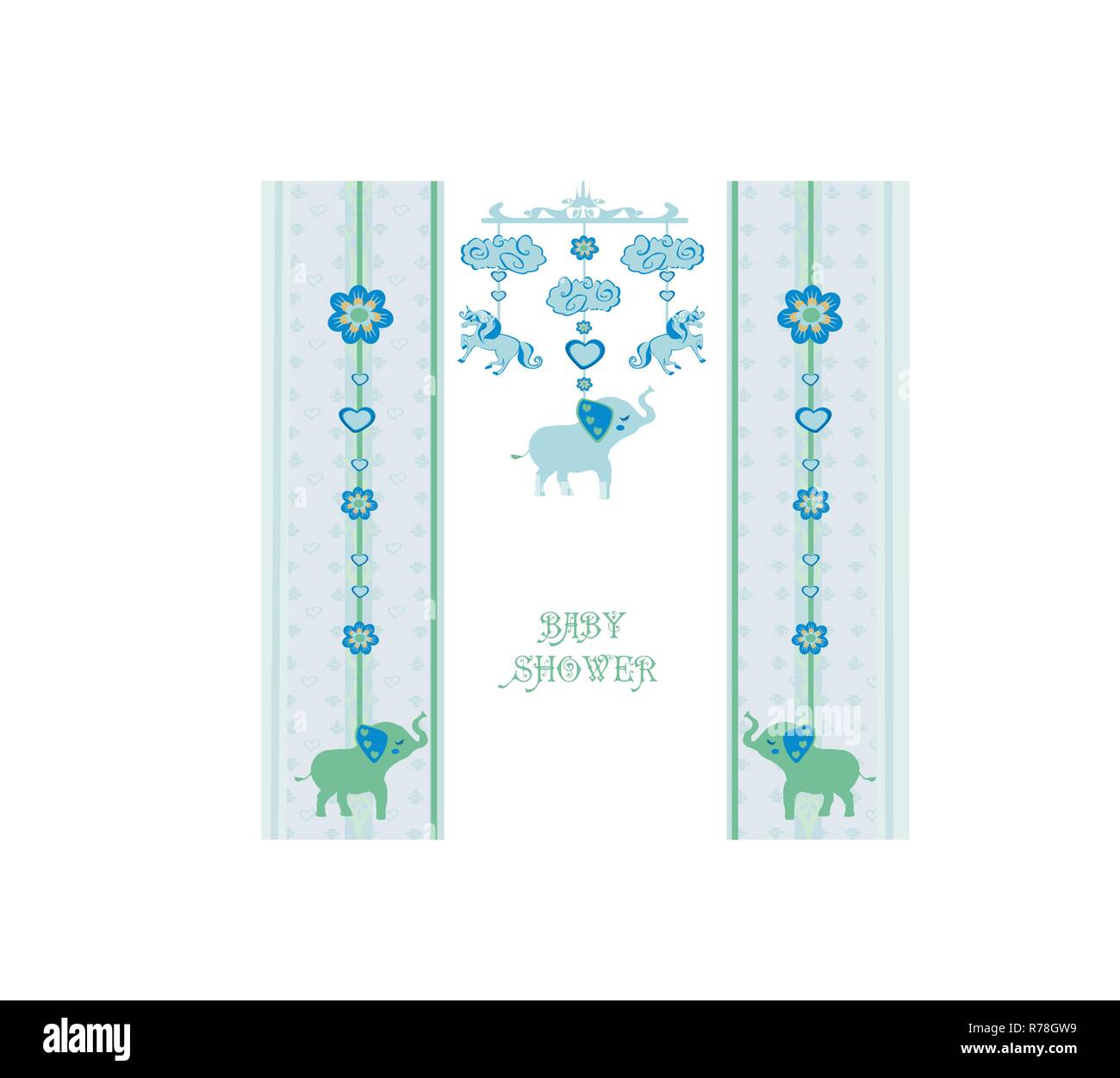 Baby Carousel with elephants, unicorns and clouds Stock Vector Image ...