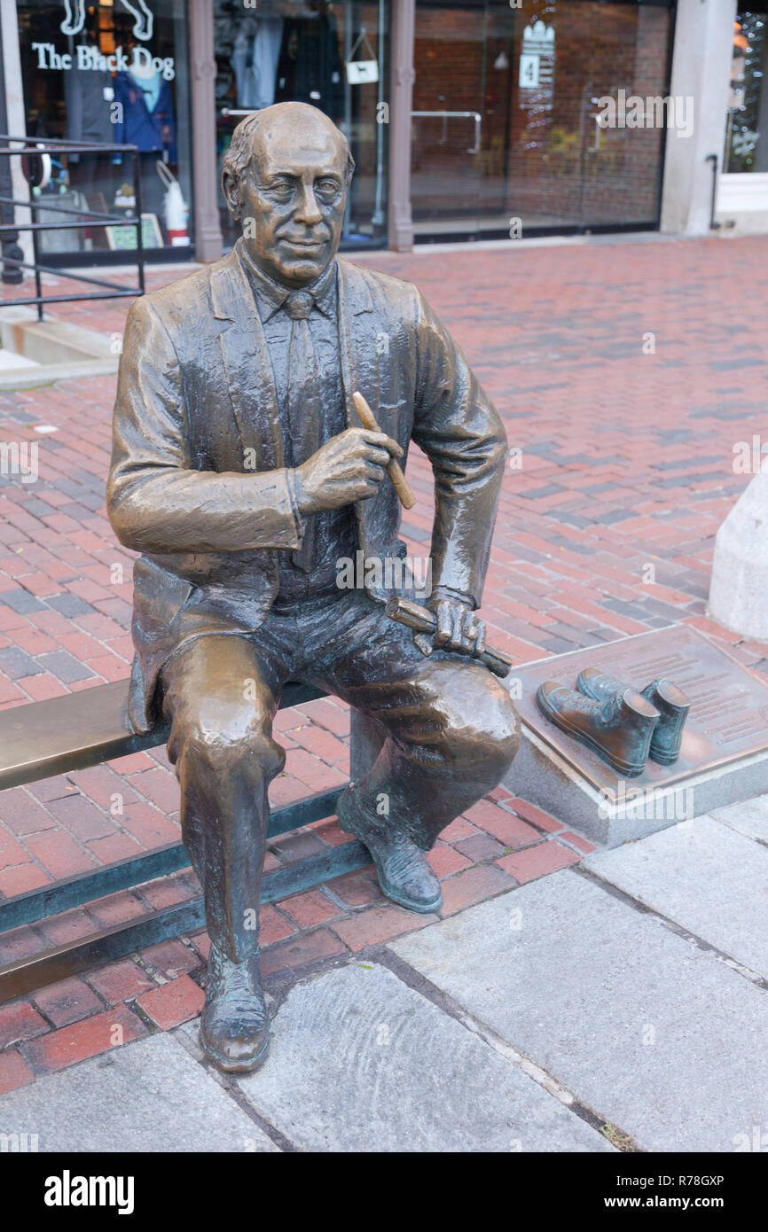 Statue of Arnold "red" Auerbach, located in Quincy Market. Boston ...