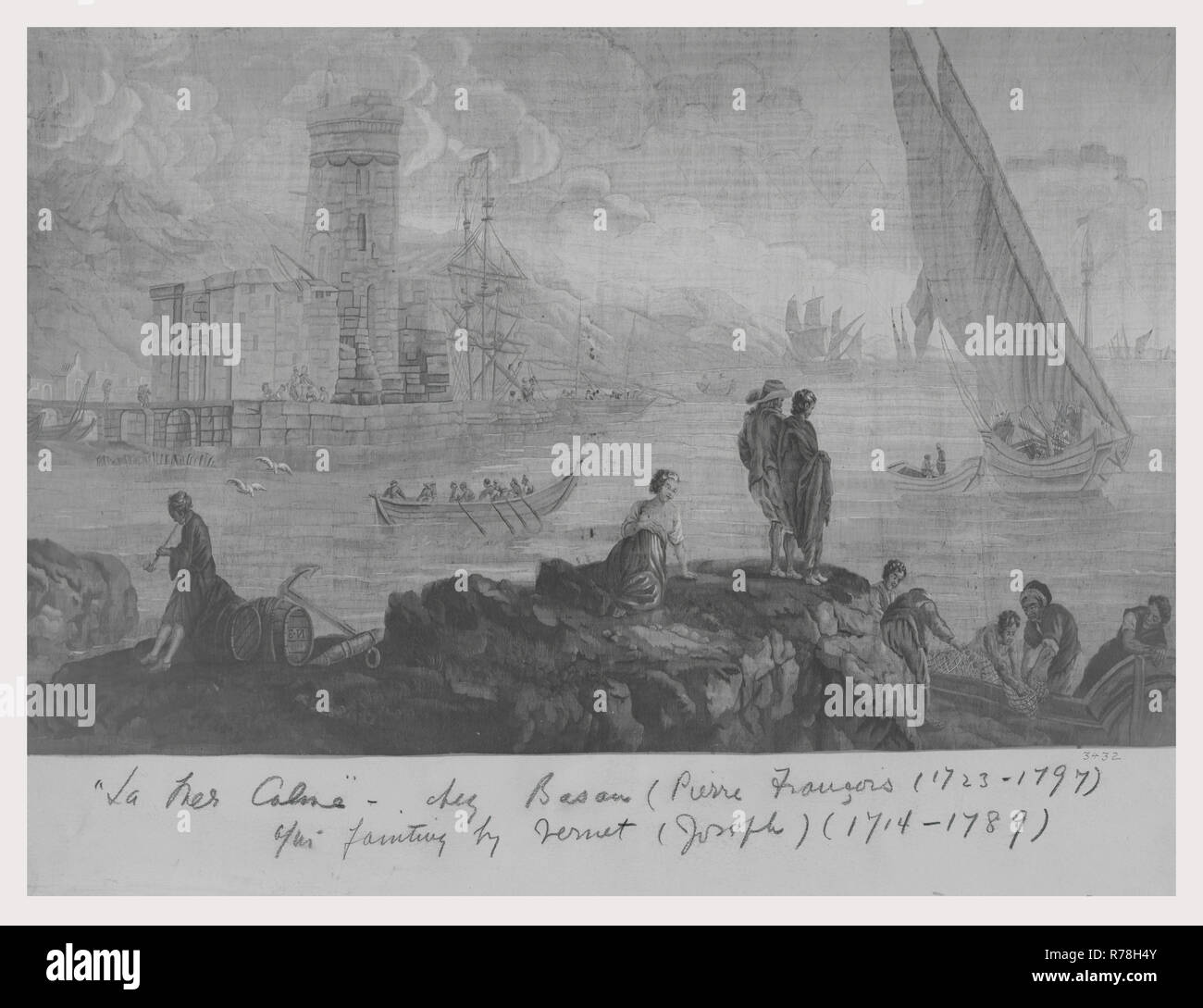 Harbor landscape with vessels and fishermen Stock Photo - Alamy