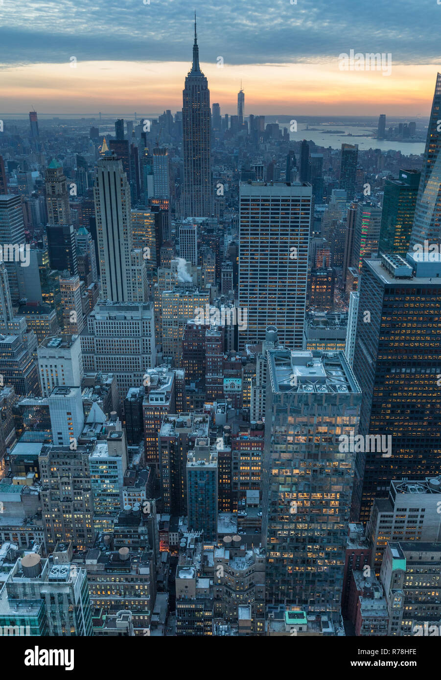 New York City skyscrapers, aerial panorama view in winter Stock Photo ...