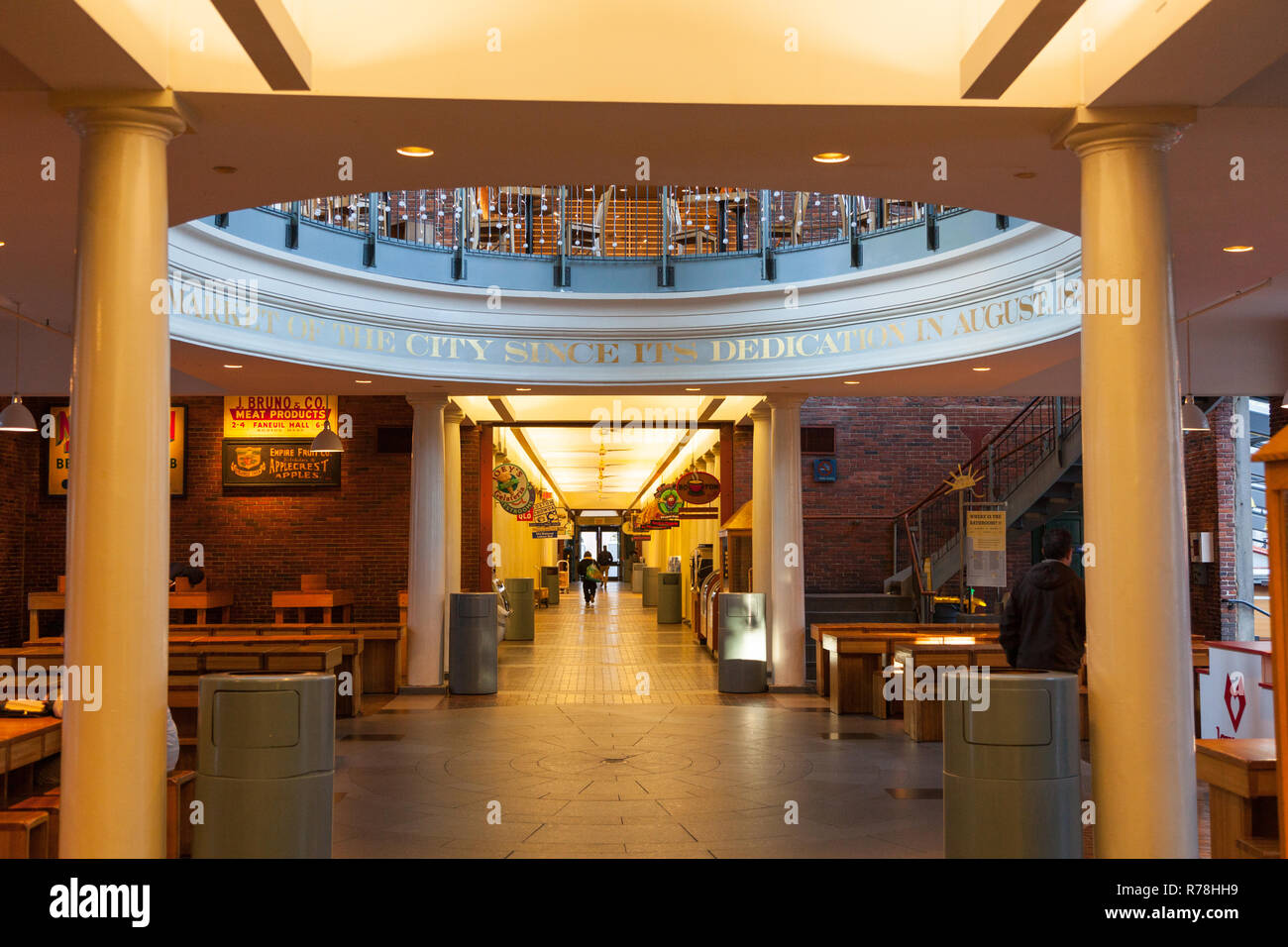 Central domed food hall at Quincy Market, Boston, Massachusetts, United ...