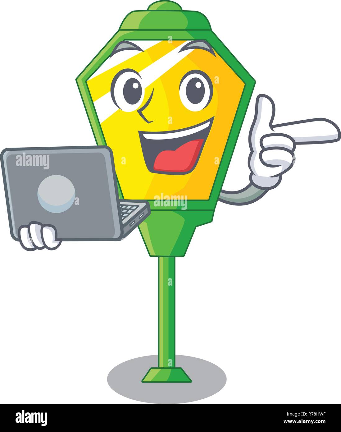 With laptop lamps post collection in a cartoon vector illustration ...