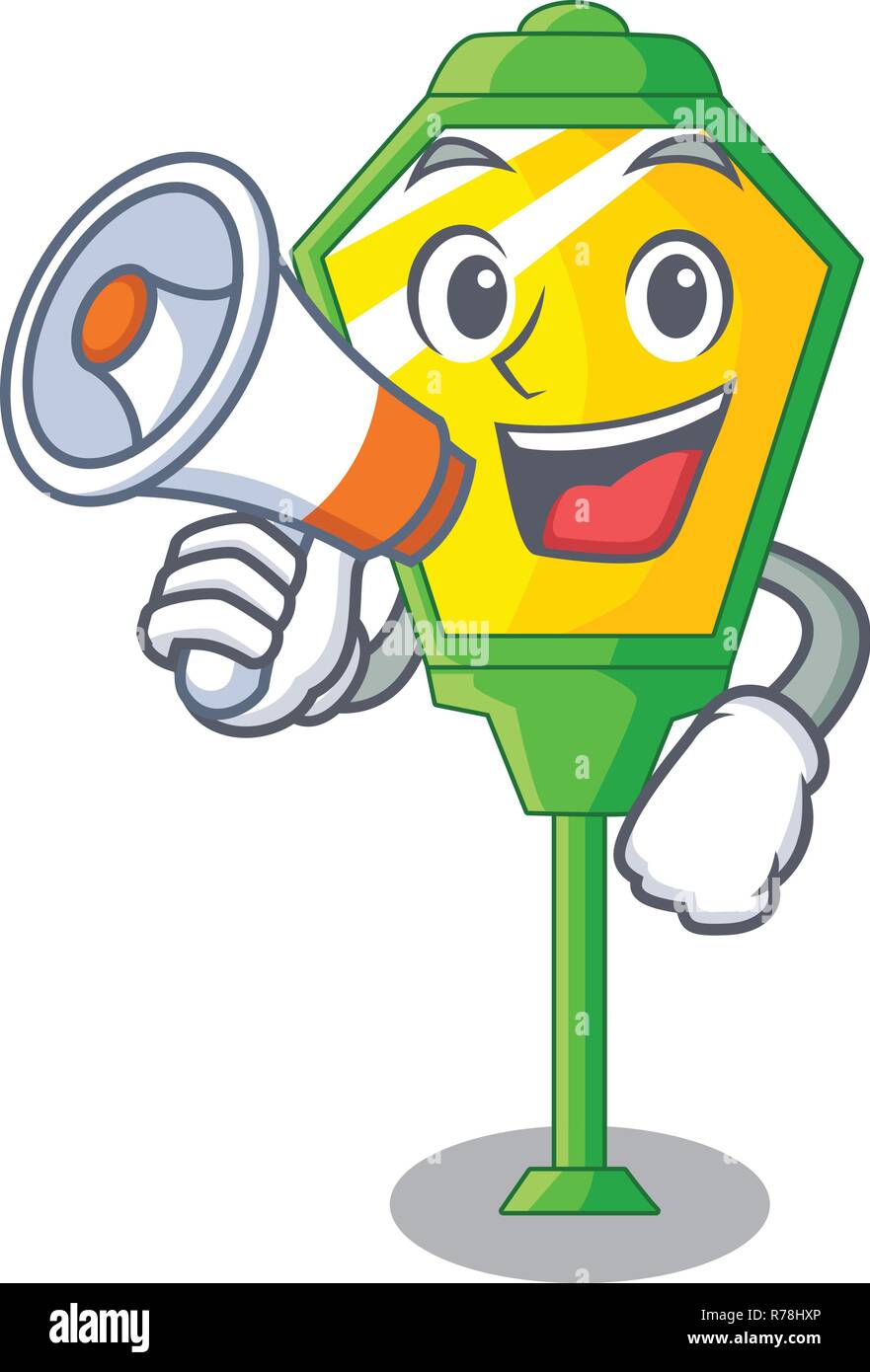 With megaphone lamps post collection in a cartoon vector illustration ...