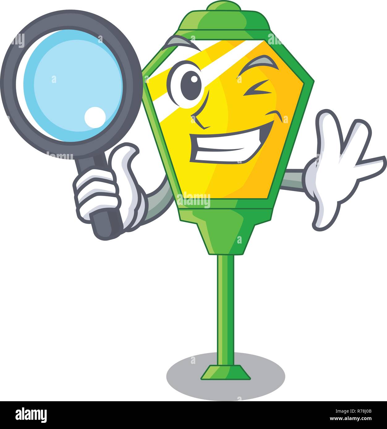 Detective lamp post in isolated on mascot vector illustration Stock ...