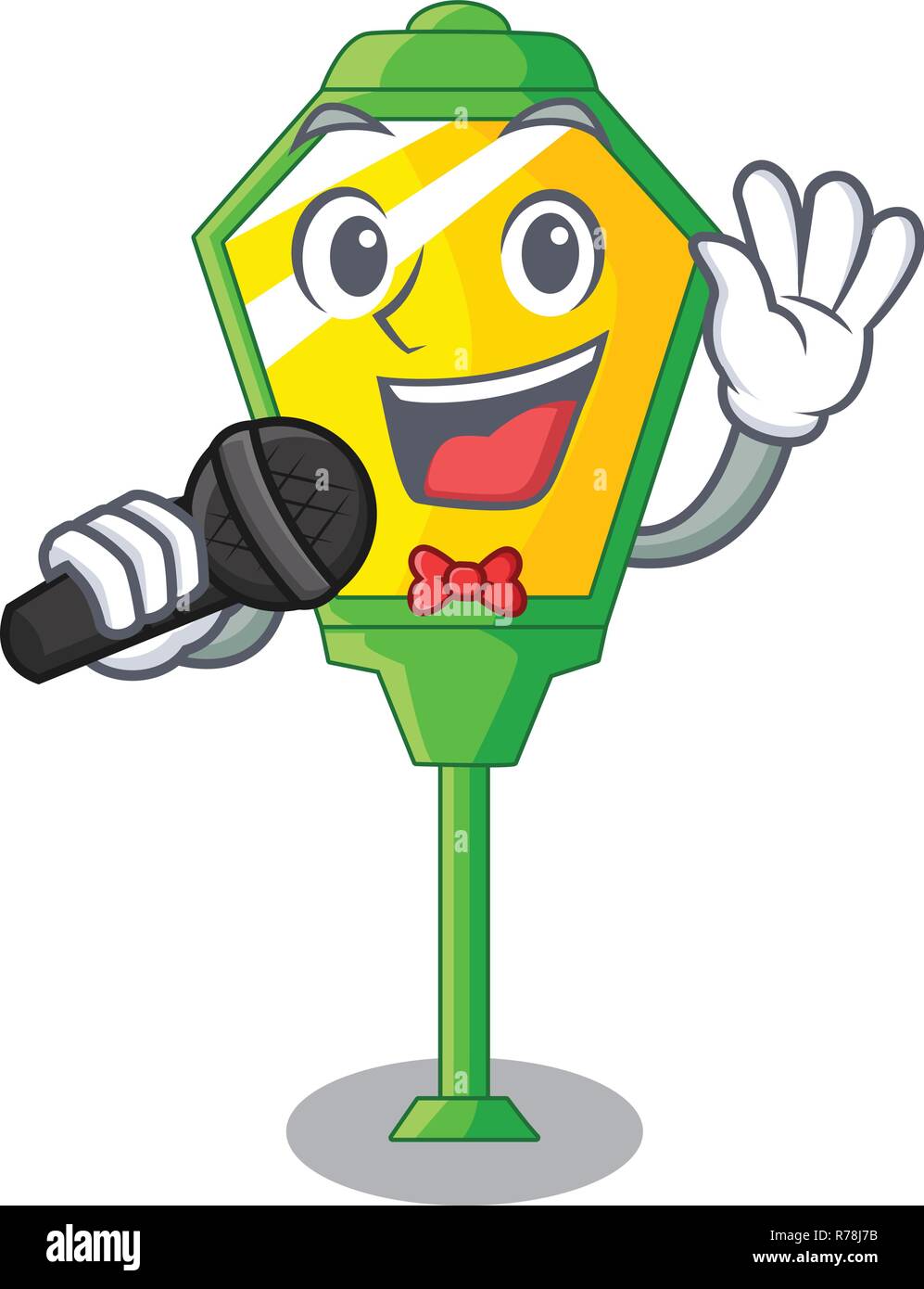 Singing street lamp post in shape cartoon vector illustration Stock ...