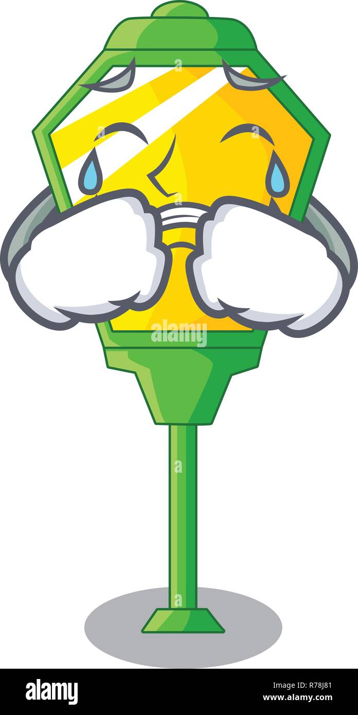 Crying street lamp post in shape cartoon vector illustration Stock ...