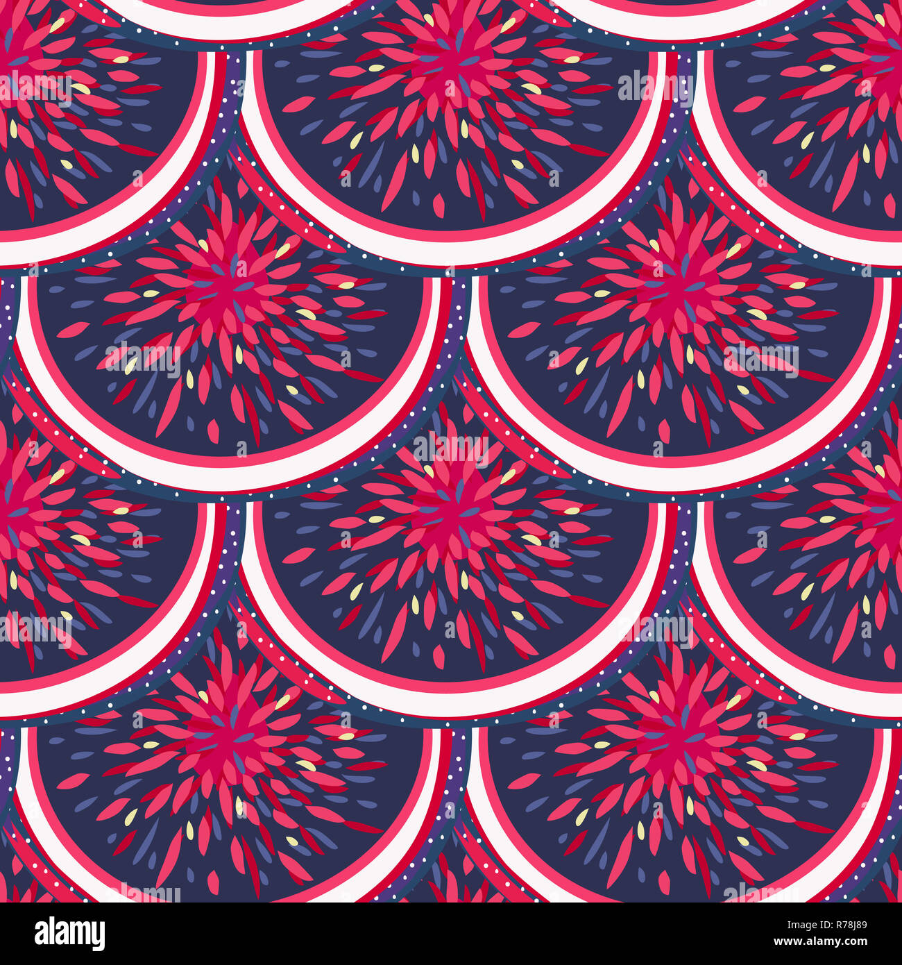 Abstract colorful seamless pattern with round shapes like scales ...