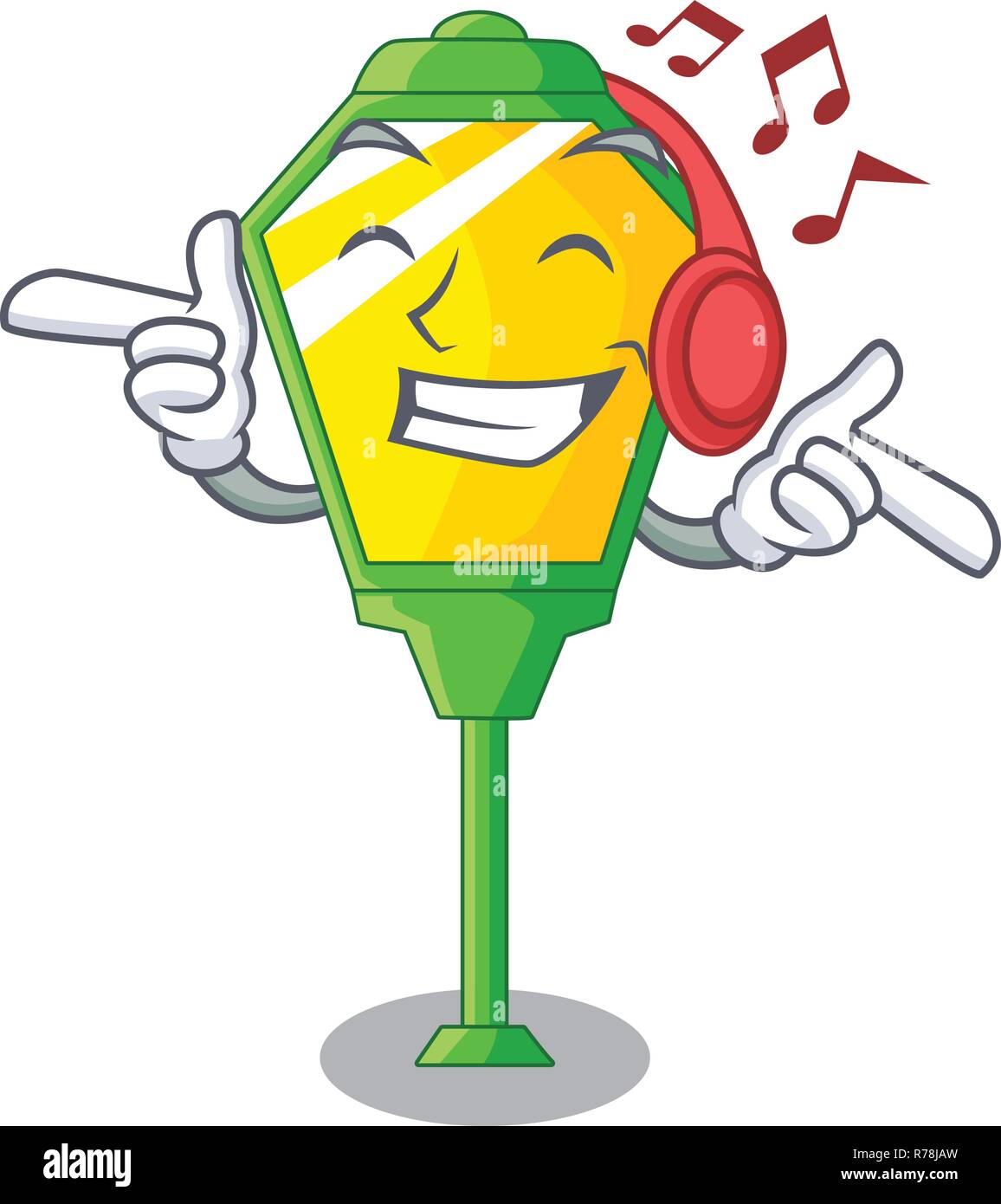 Listening music street lamp post in shape cartoon vector illustration ...